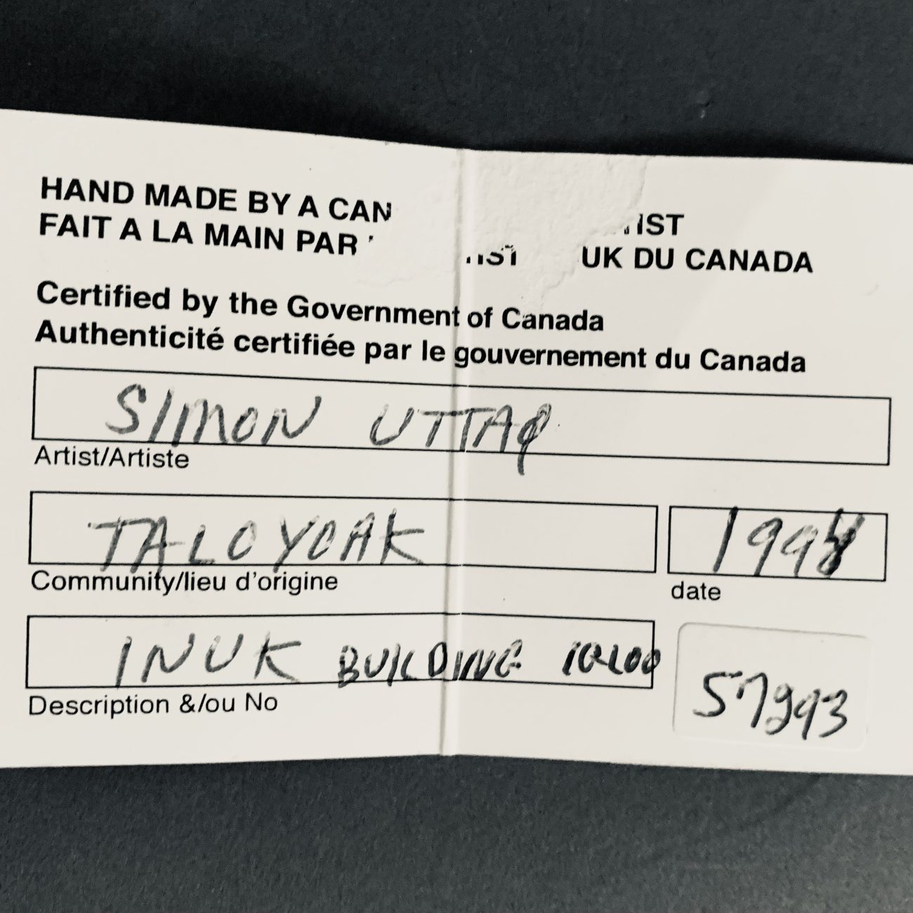 Inuk Building Igloo _ Simon Uttaq - Baffin Inuit Art