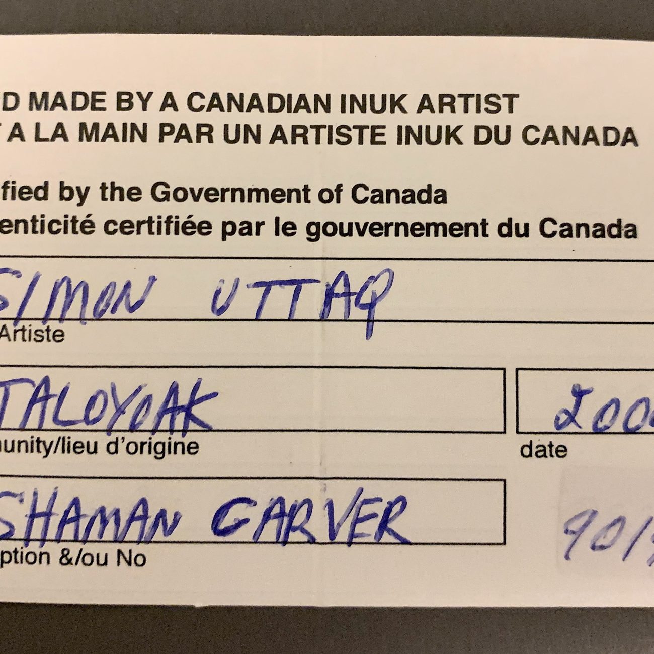 Shaman Carver _ Simon Uttaq - Baffin Inuit Art