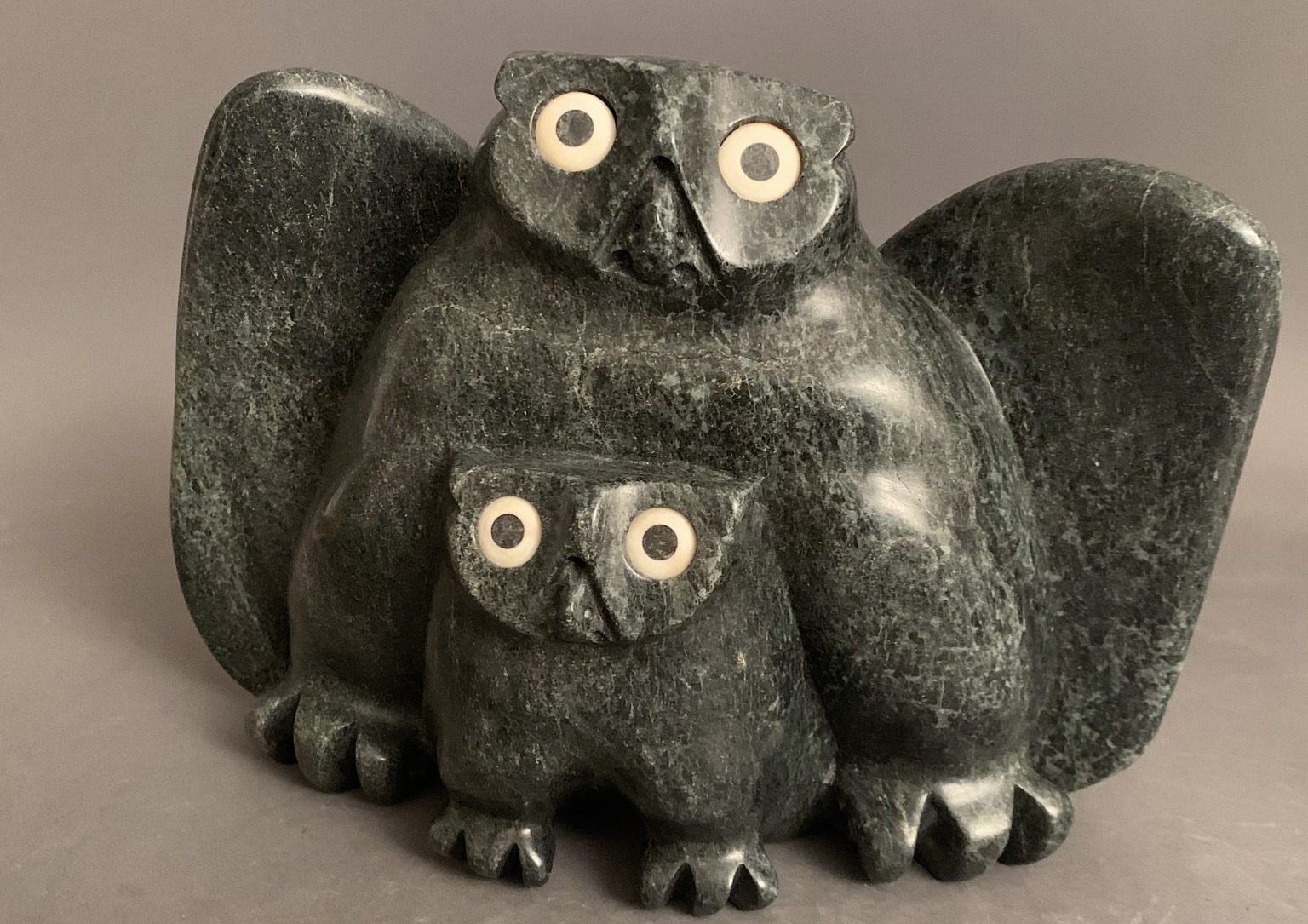 Beautiful Owls _ Joanasie Manning - Baffin Inuit Art